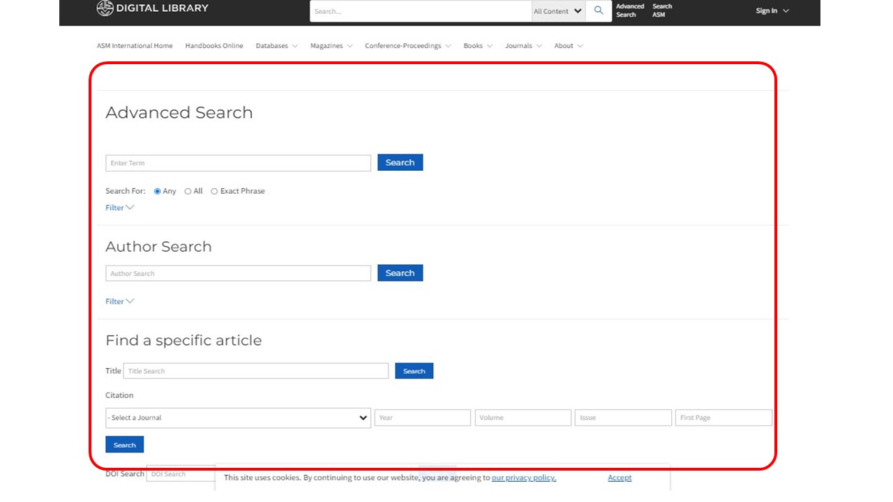 کامل ترین راهنمای جستجو و دانلود مقاله از ASM Digital Library