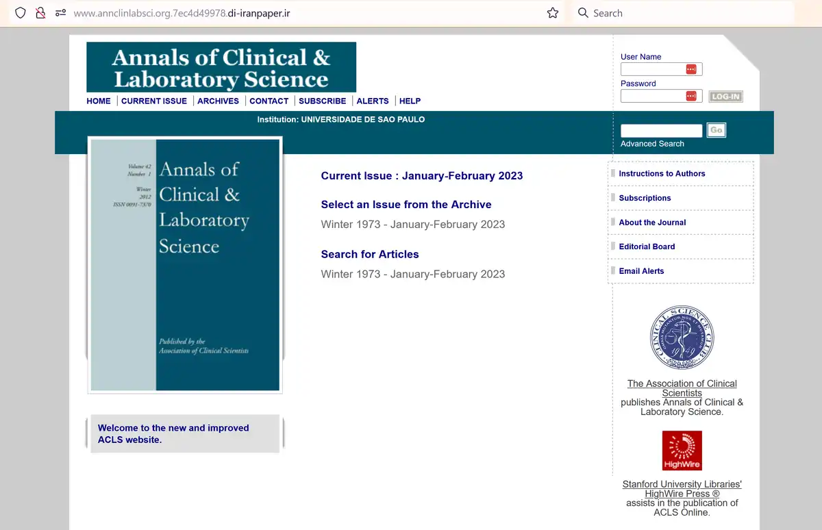 خرید اکانت و دسترسی به پایگاه Annals of Clinical & Laboratory Science ...
