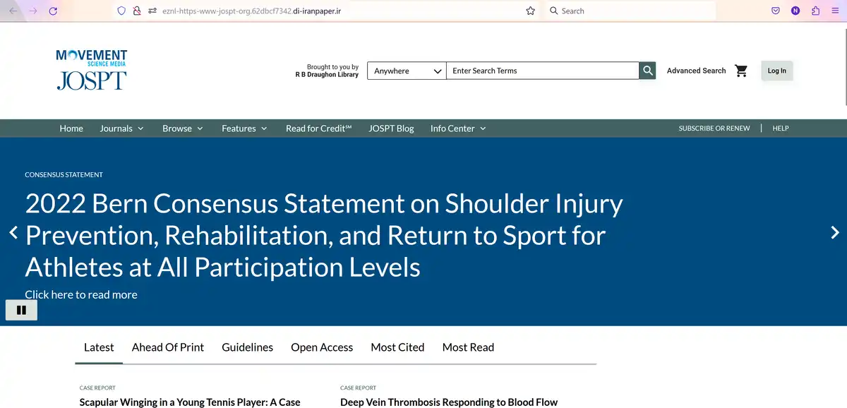 خرید اکانت و دسترسی به پایگاه Journal of Orthopaedic & Sports Physical ...