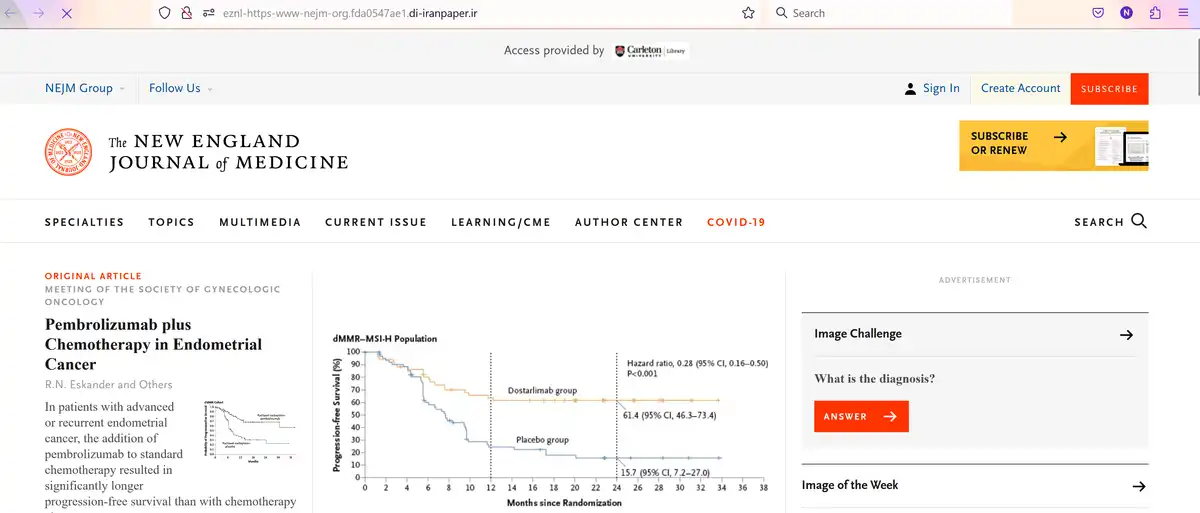 خرید اکانت و دسترسی به پایگاه نیوانگلند New England NEJM - ایران پیپر