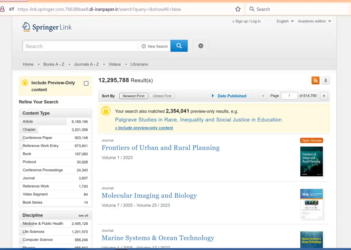 خرید اکانت و دسترسی به پایگاه اسپرینگر یا اشپرینگر SpringerLink - ایران ...